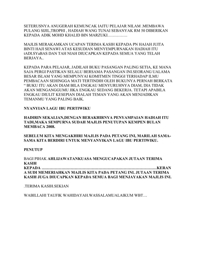 Teks ucapan pengacara majlis | DOCX