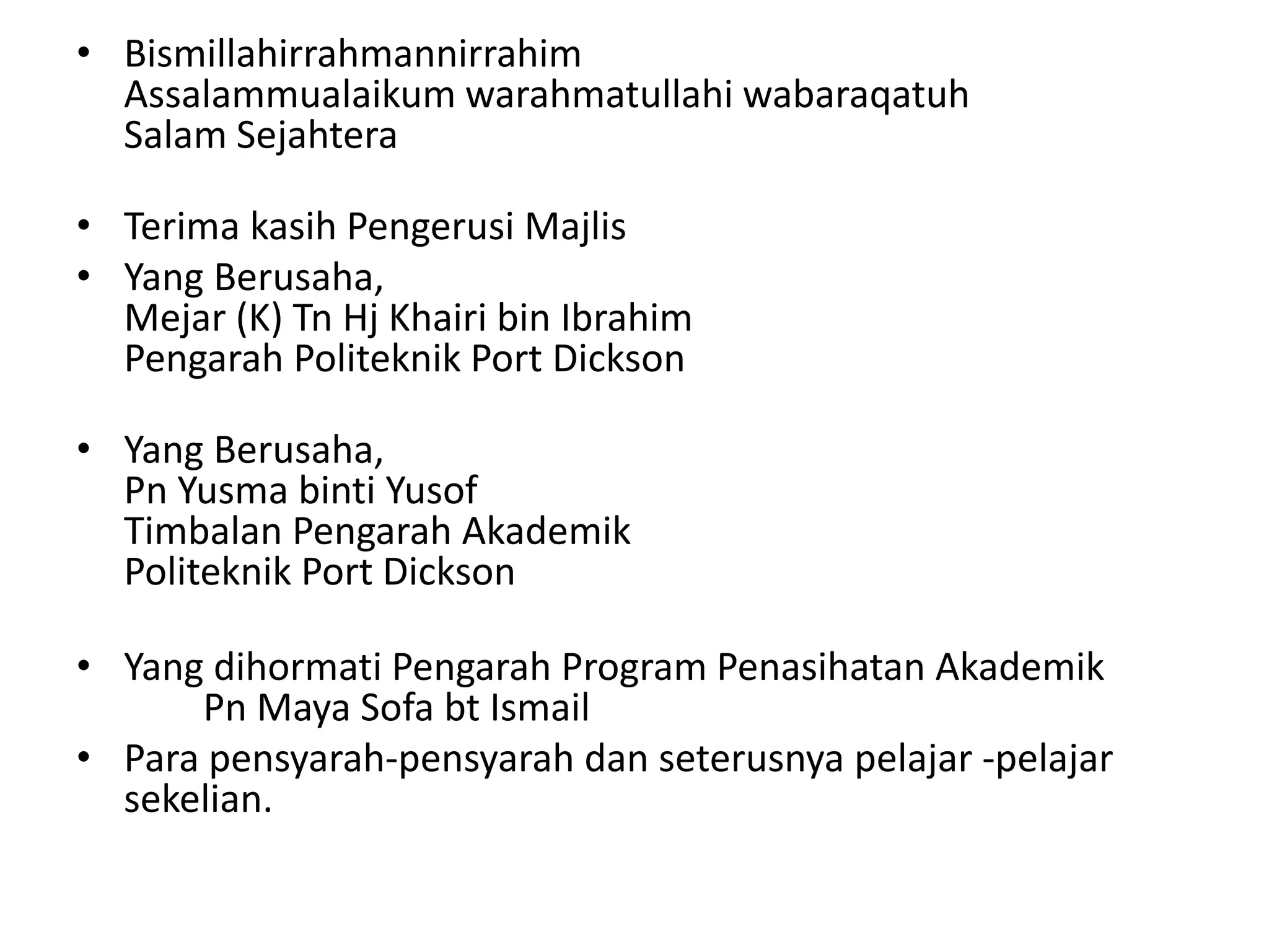 Teks ucapan perasmian program pa | PDF