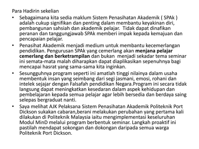 Teks ucapan perasmian program pa | PDF