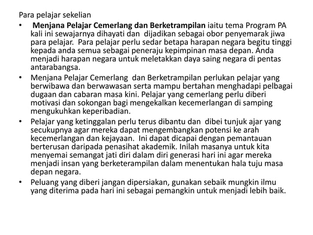 Teks ucapan perasmian program pa | PDF