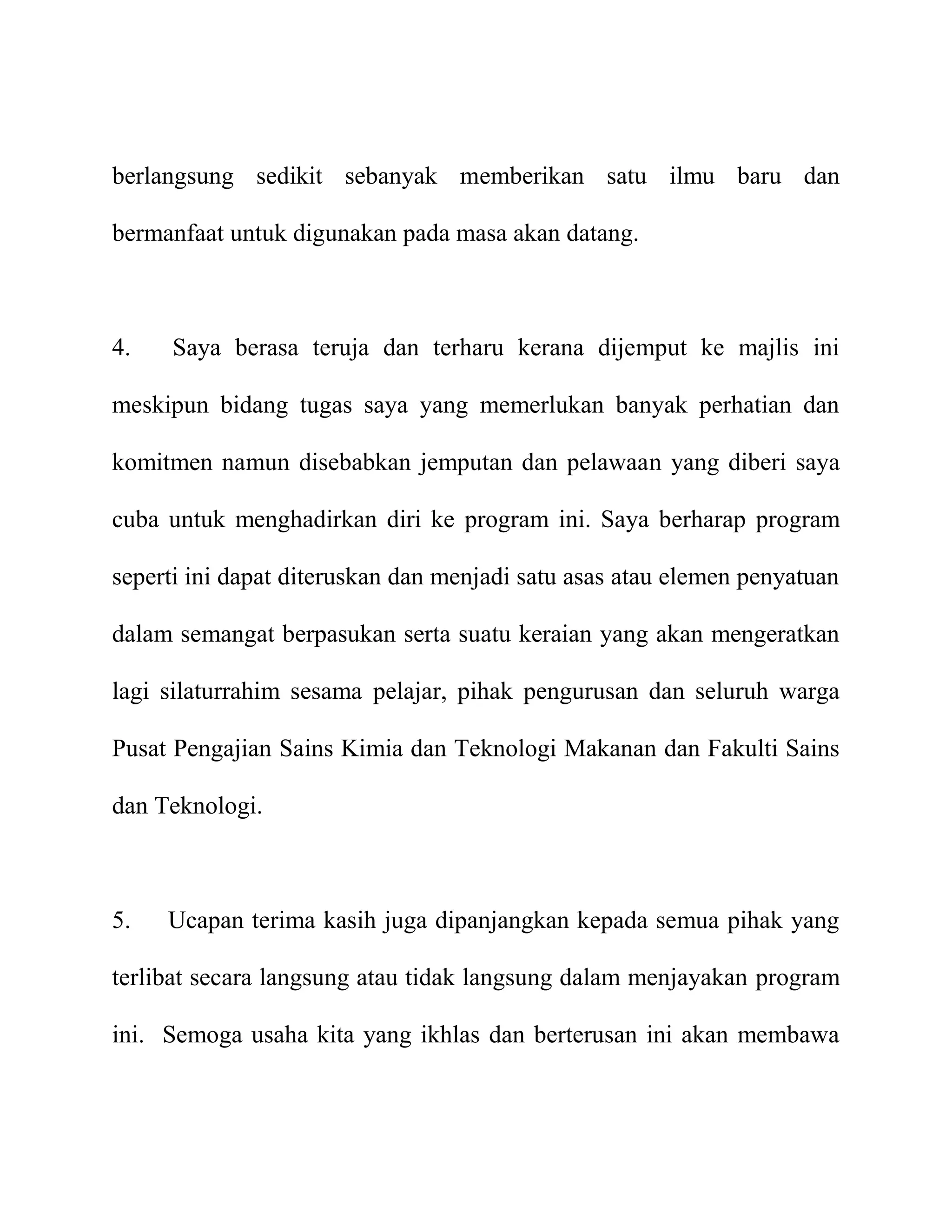 Teks ucapan perasmi,Dekan FST | PDF