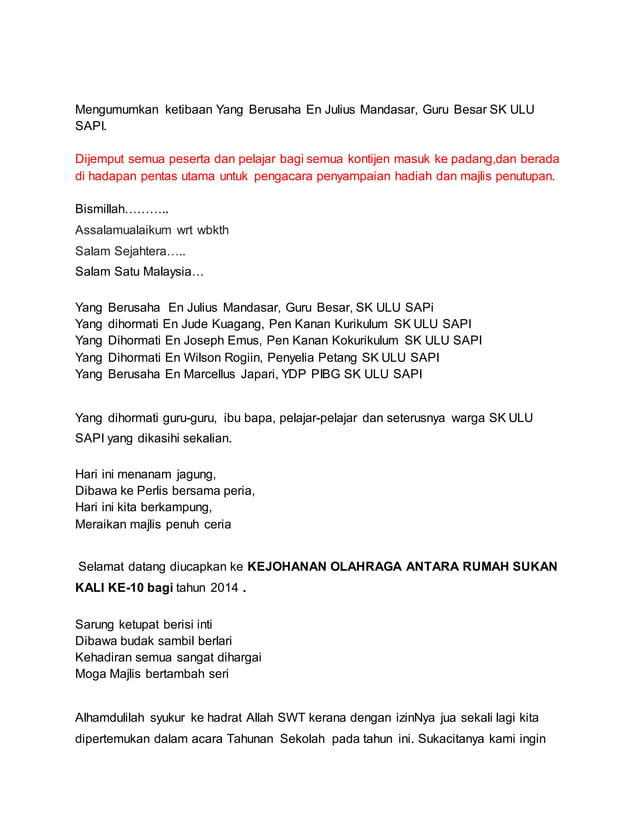 Teks ucapan sukan | DOCX