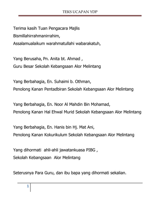 teks ucapan ydp pibg jhghgkgjklhjjkblkjbkjk | DOC