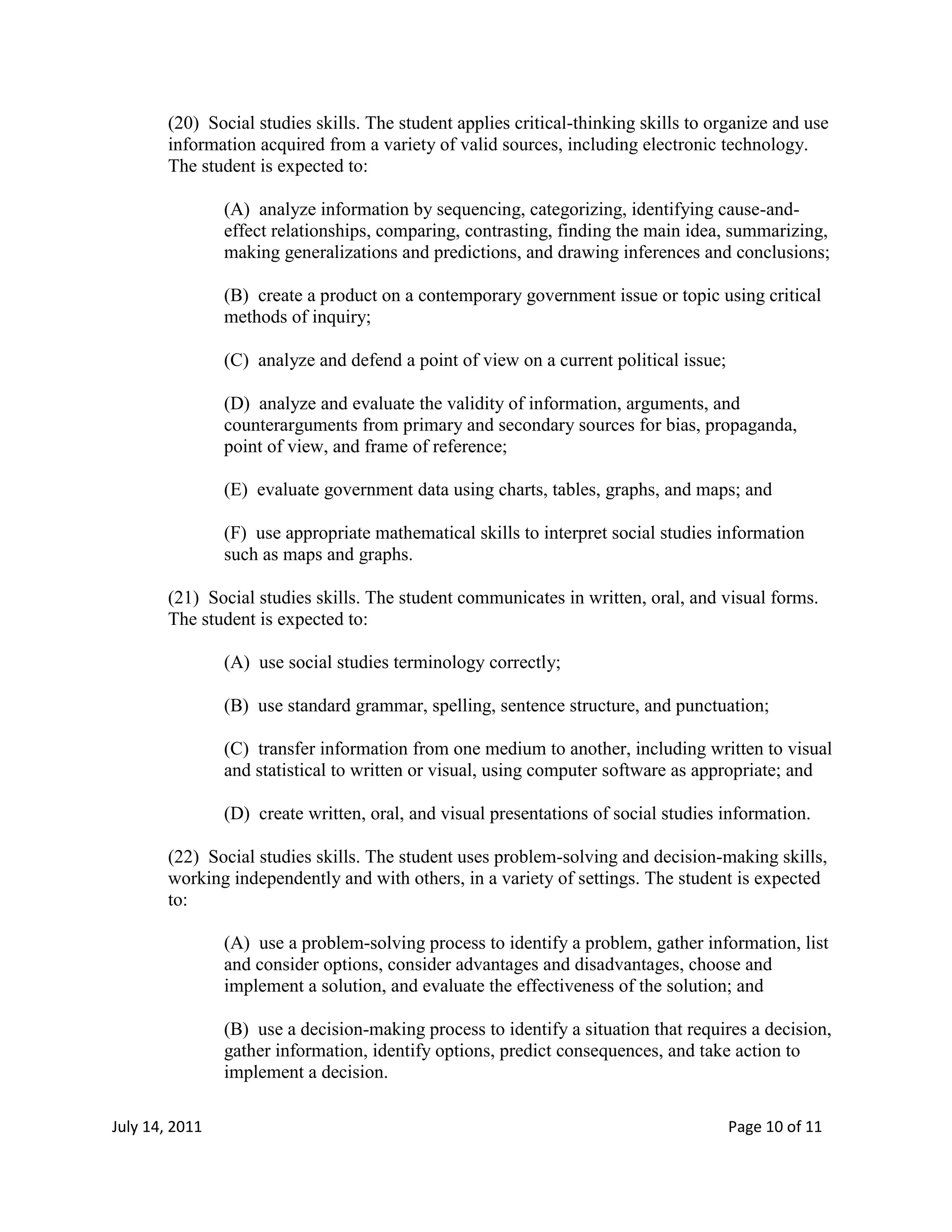 TEKS United States Government 2011 2012 | PDF