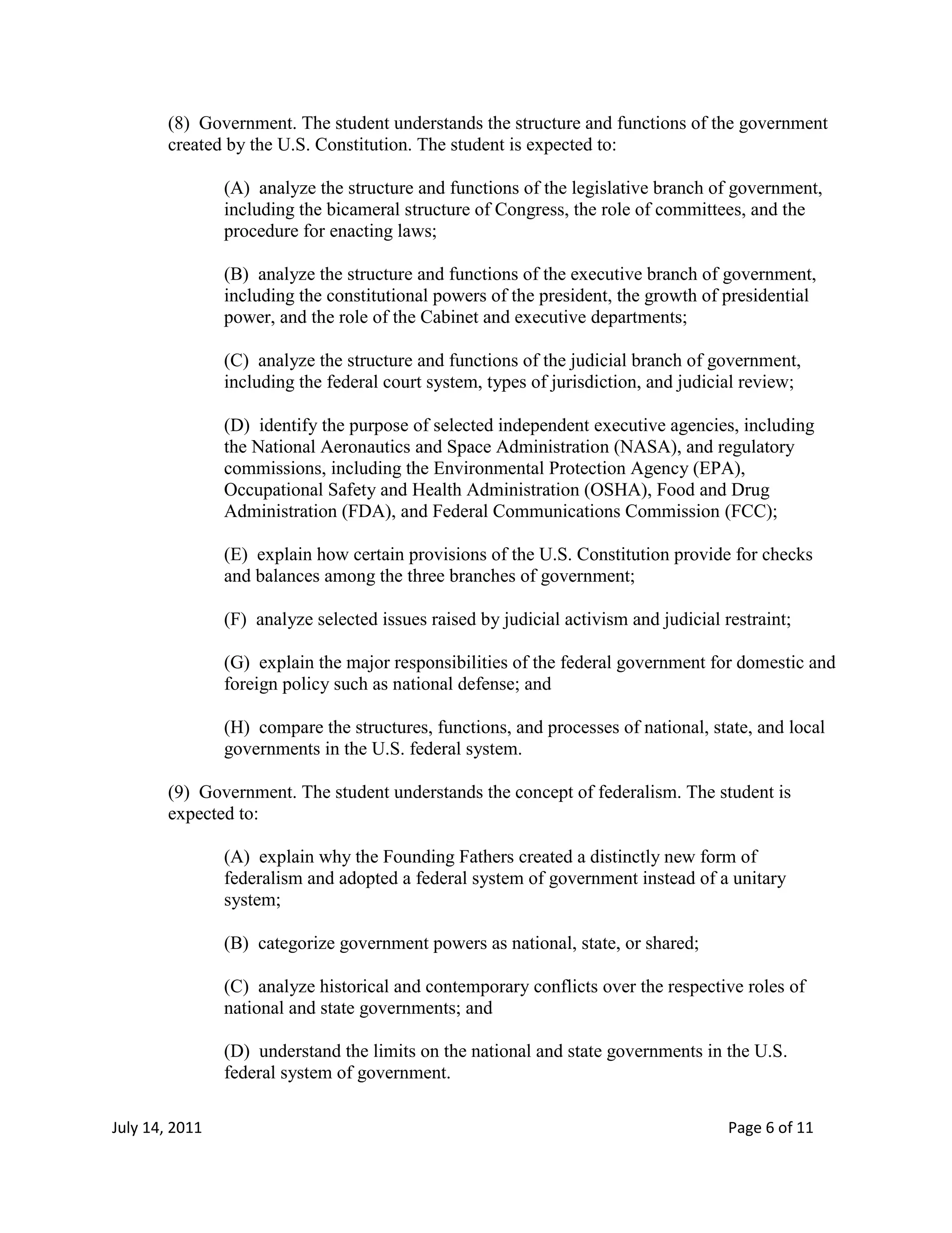 TEKS United States Government 2011 2012 | PDF