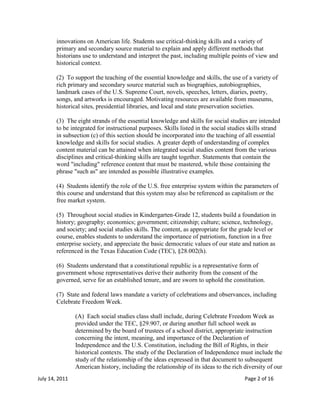 TEKS US History Since 1877 2011 2012 | DOCX