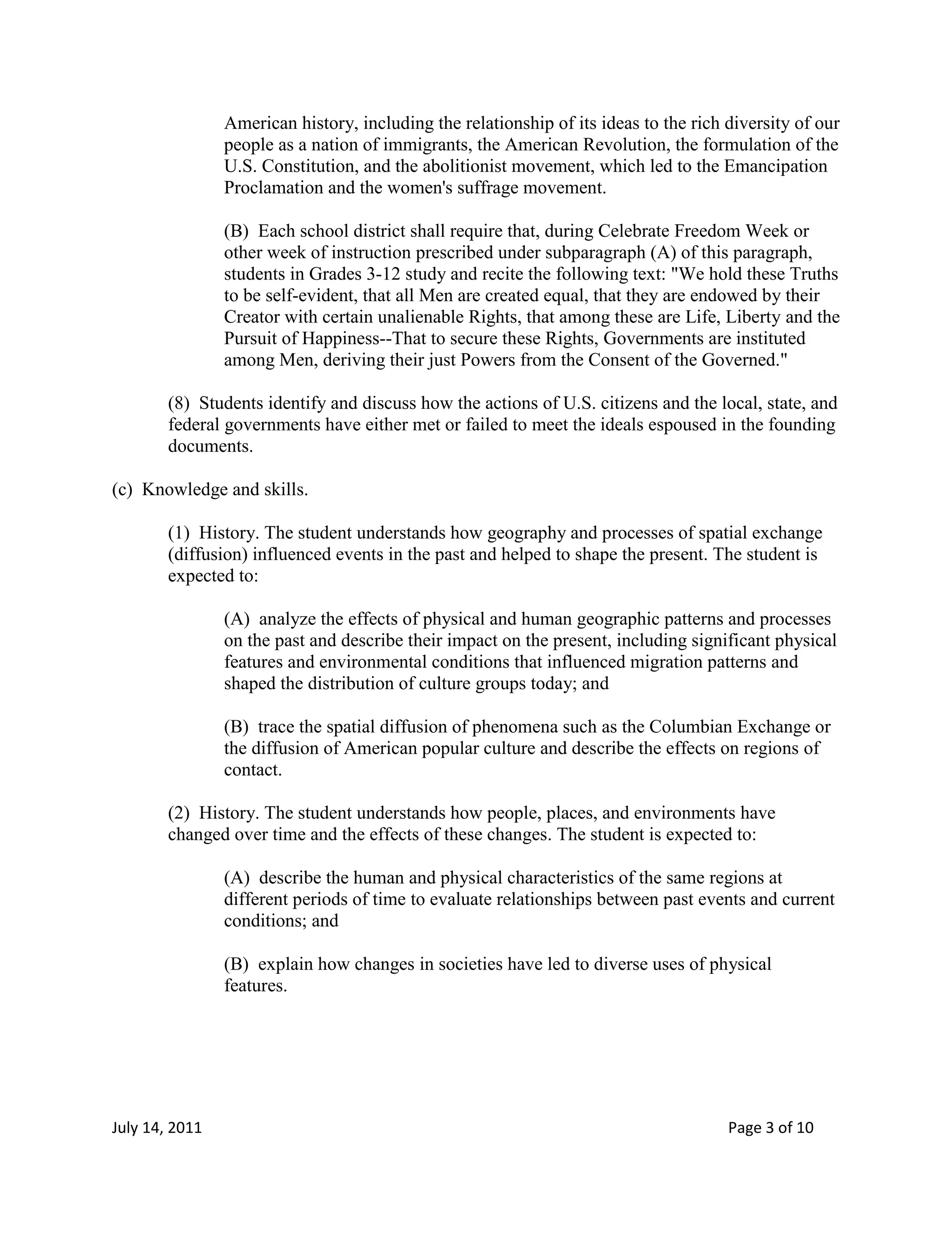 TEKS World Geography Studies 2011 2012 | DOCX