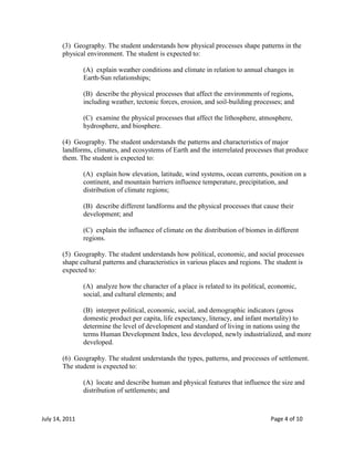 TEKS World Geography Studies 2011 2012 | DOCX
