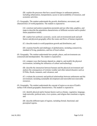 TEKS World Geography Studies 2011 2012 | DOCX