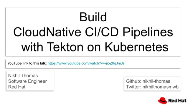 Cloud-Native CI/CD on Kubernetes with Tekton Pipelines | PDF