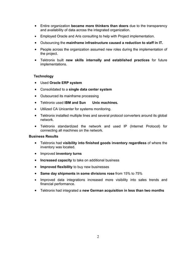 Tektronix case study assignment | DOC