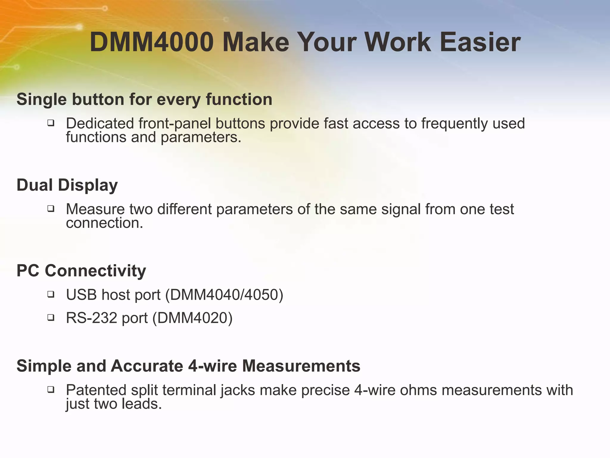 DMM4000 Benchtop Digital Multimeters | PPT