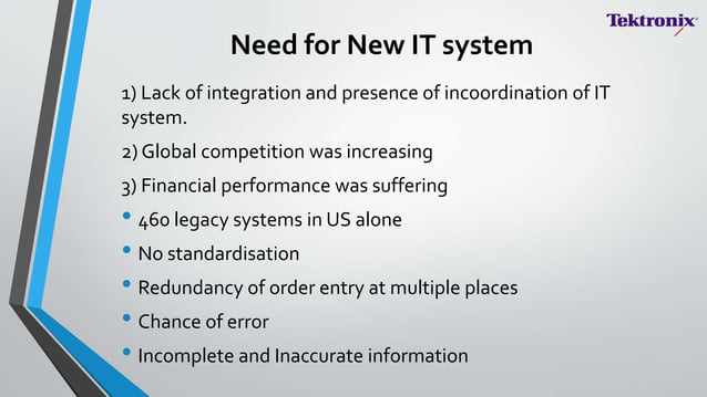 Tektronix : Global ERP Implementation | PPTX | Computing | Technology & Computing