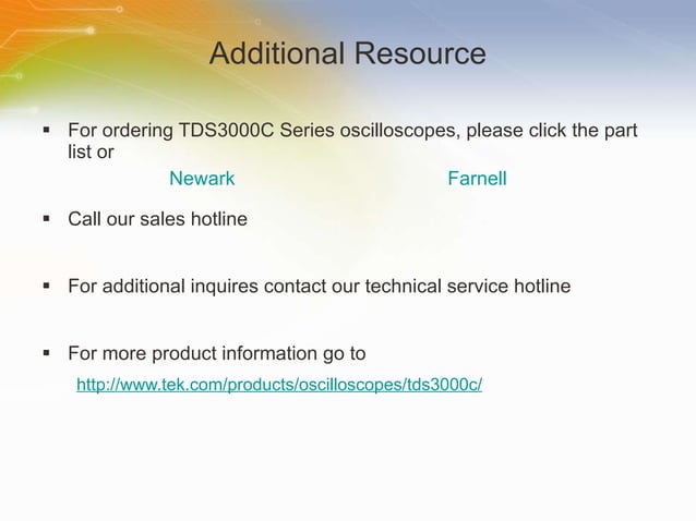 TDS3000C Digital Phosphor Oscilloscopes | PPT | Computer Peripherals ...