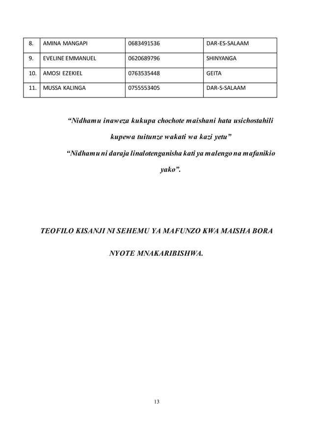 Teofilo kisanji university mbeya (TEKU) ambassador 2020 | PDF