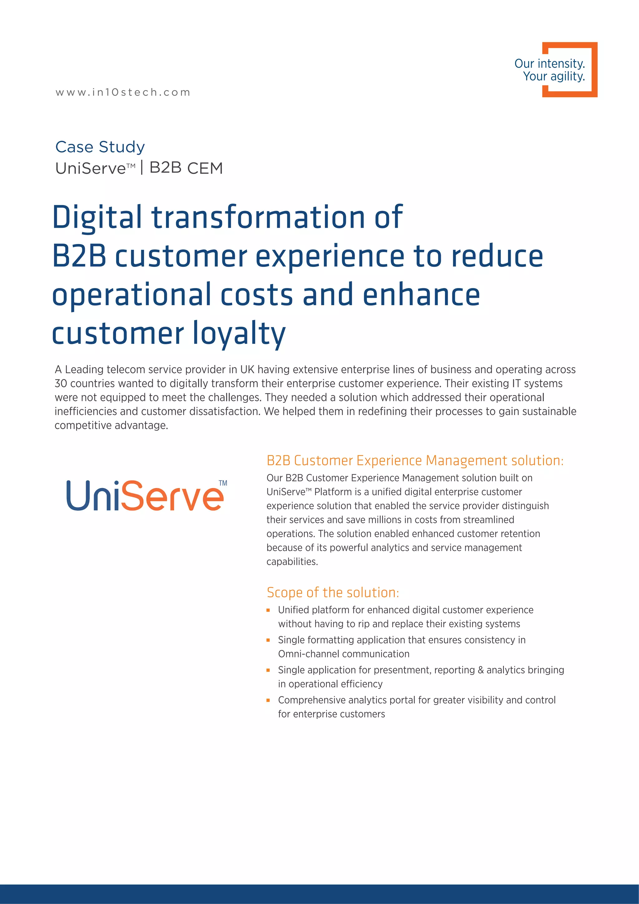 B2B Customer Experience Case Study | Telecom Industry | PDF
