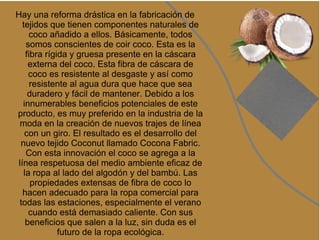 Tela de coco- el futuro de la ropa ecológica | PDF
