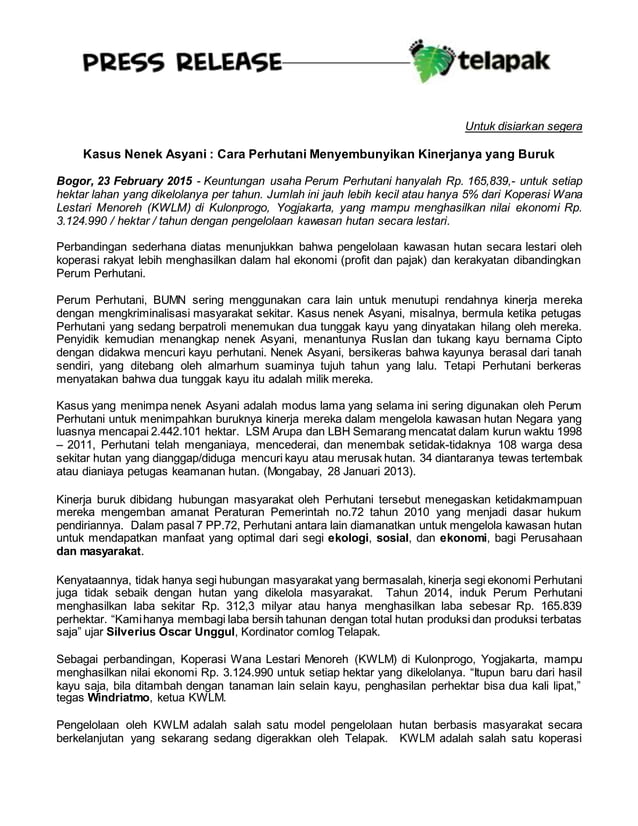 Telapak siaran pers | PDF