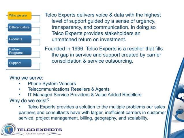 Telco Experts Partner Programs Ver2 | PPTX | IT and Internet Support ...
