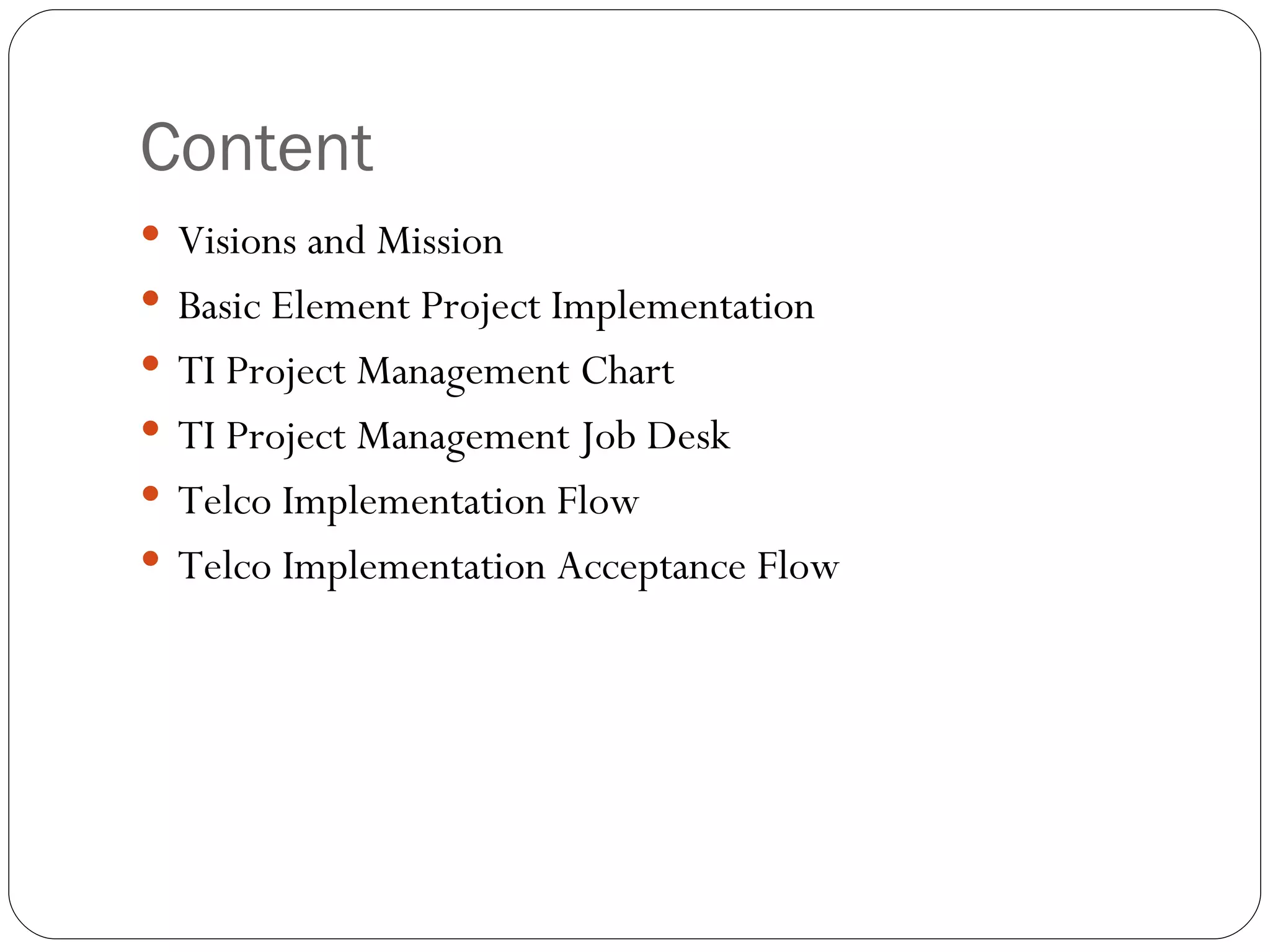 Telco Implementation Project Management | PPT