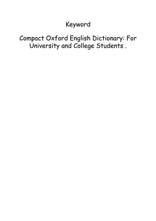Telecharger des livres electroniques Compact Oxford English Dictionary: For University and ...