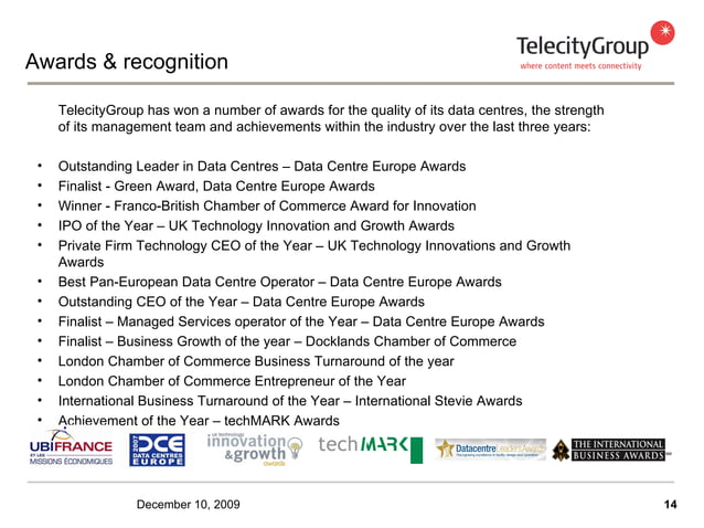 Telecity Group Corporate Overview 2009 | PPT