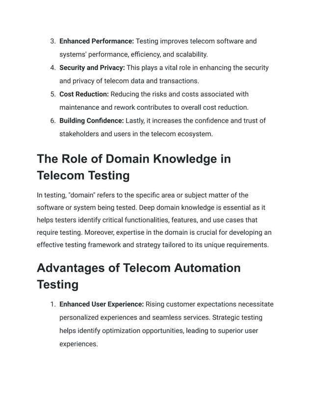 Telecom Automation Testing Tools Test Cases And Best Practicespdf