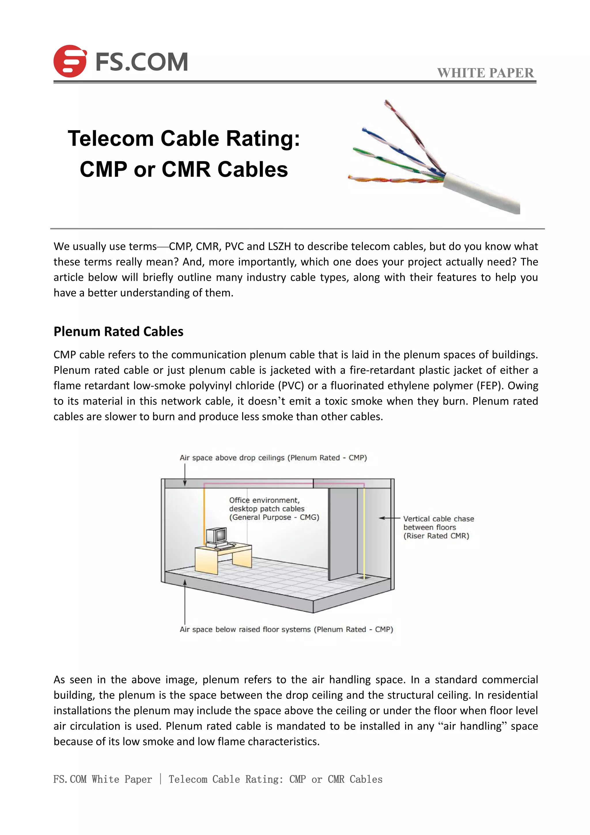 Telecom cable – rating cmp or cmr cables | PDF