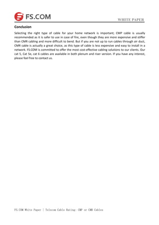 Telecom cable – rating cmp or cmr cables | PDF