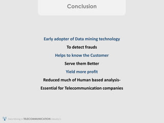 Data Mining in telecommunication industry | PPTX