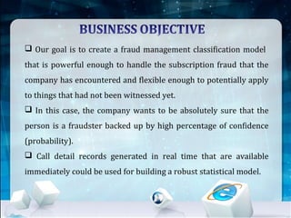 Telecom Fraud Detection - Naive Bayes Classification | PPT | Business | Business and Finance