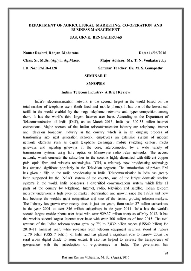 Telecom Industry in India- A Brief Review | DOCX | Computer Networking | Computing