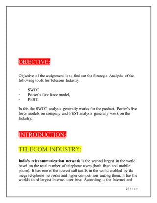 Telecom industry airtel | DOCX