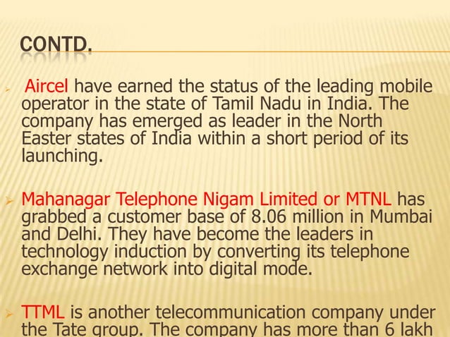 Telecom industry in india | PPTX | Phone Services | Home Utilities