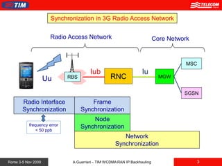 Telecom italia wcdma ran ip backhauling - tim network architecture and synchronization aspects ...