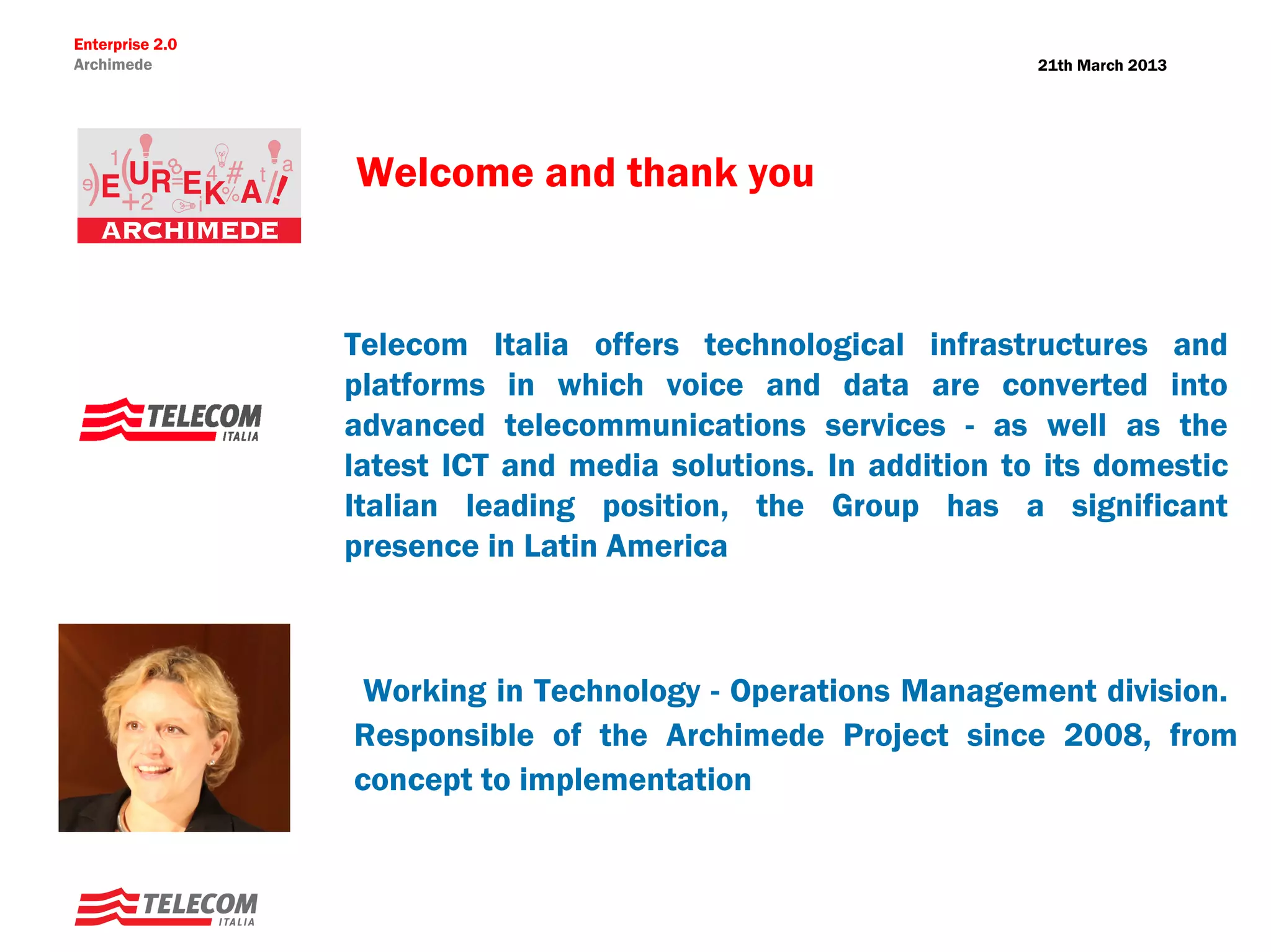 Telecom Italia - Progetto Archimede | PPT