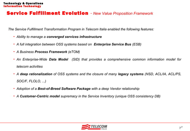Telecom italia oss transformation roadmap marco daccò venice 2010 | PPT