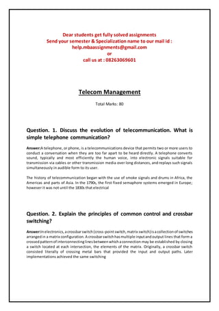 Telecom management | DOCX
