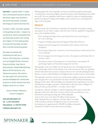 Case Study: Telecom Materials Management Outsourcing | PDF ...