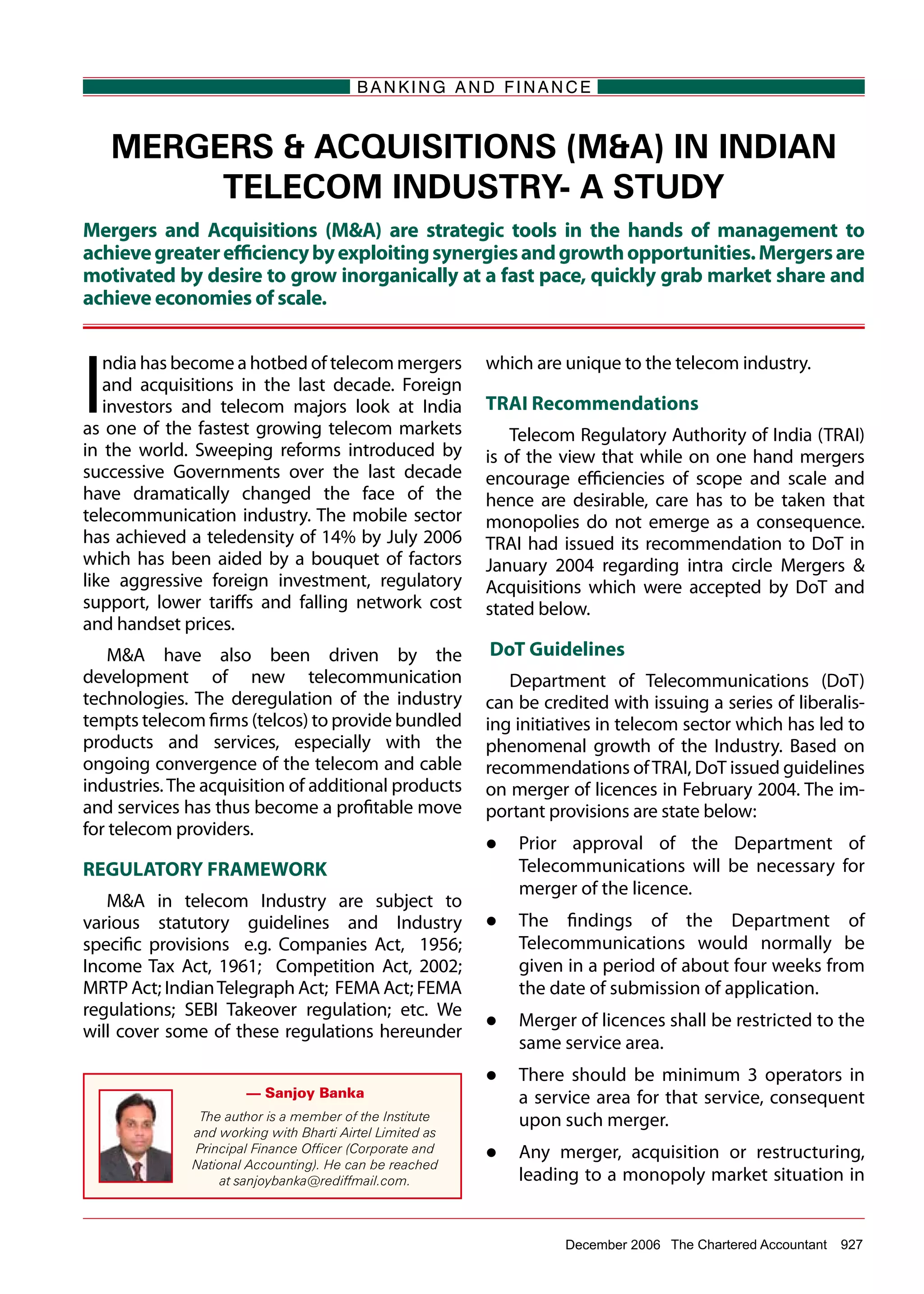 Telecom Mergers And Acquisitions Pdf