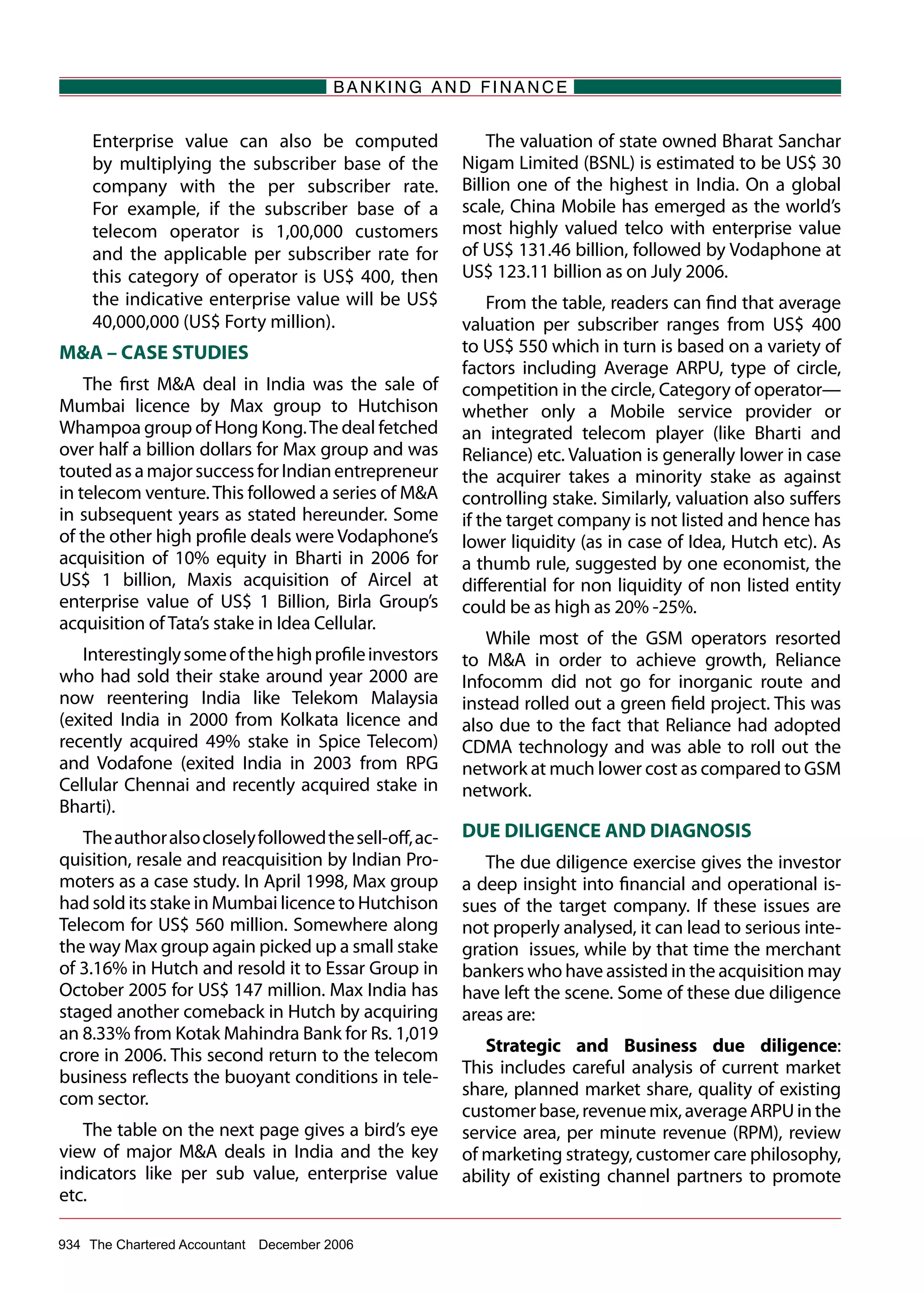 Telecom mergers & acquisitions | PDF