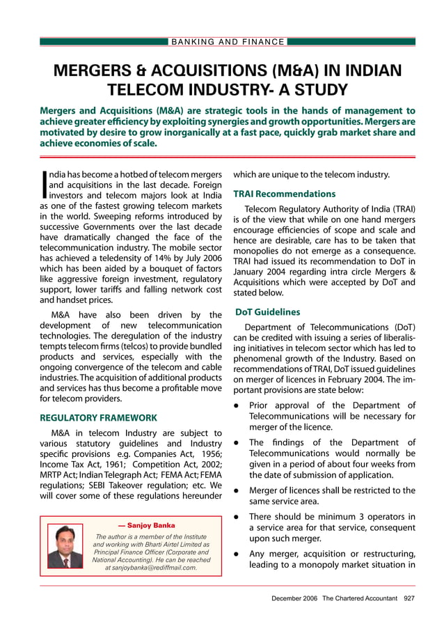 Telecom mergers & acquisitions | PDF