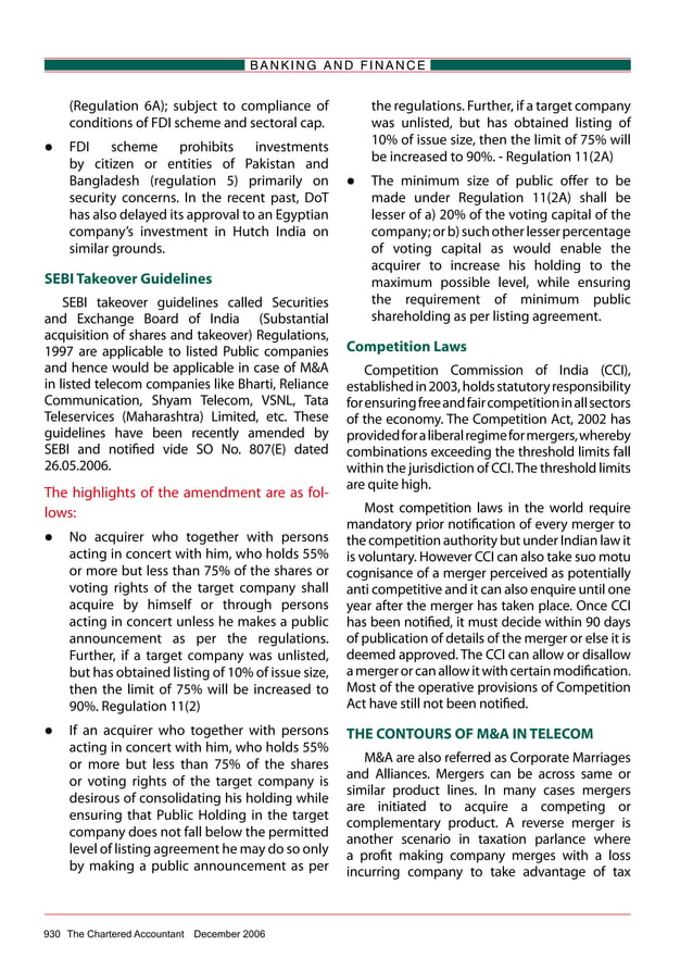 Telecom mergers & acquisitions | PDF