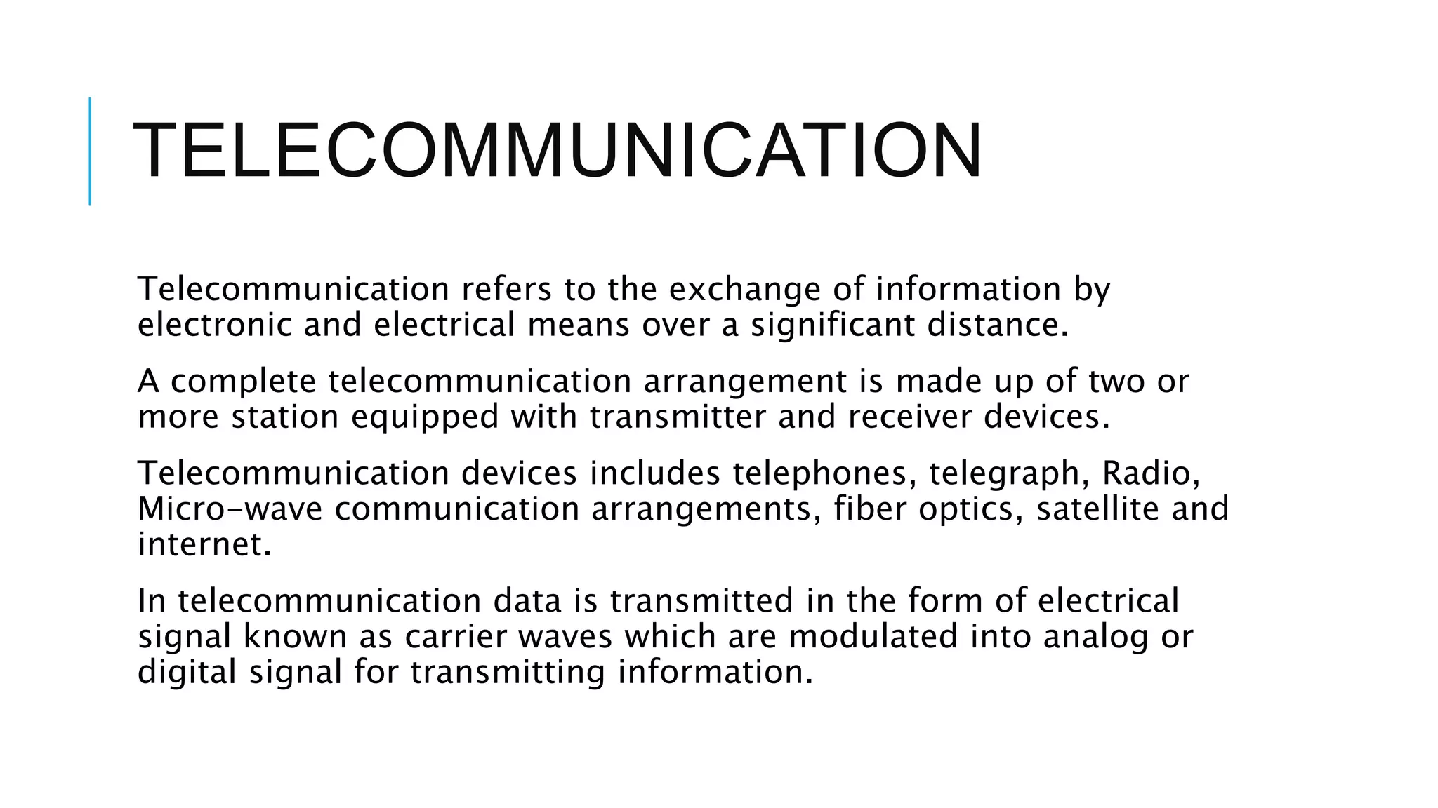 Telecommunication and network | PPTX