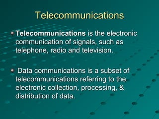 Telecommunication and networks | PPT