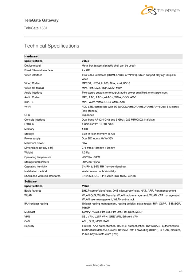 Telecommunication Datasheet Template | PDF | Computer Networking | Computing