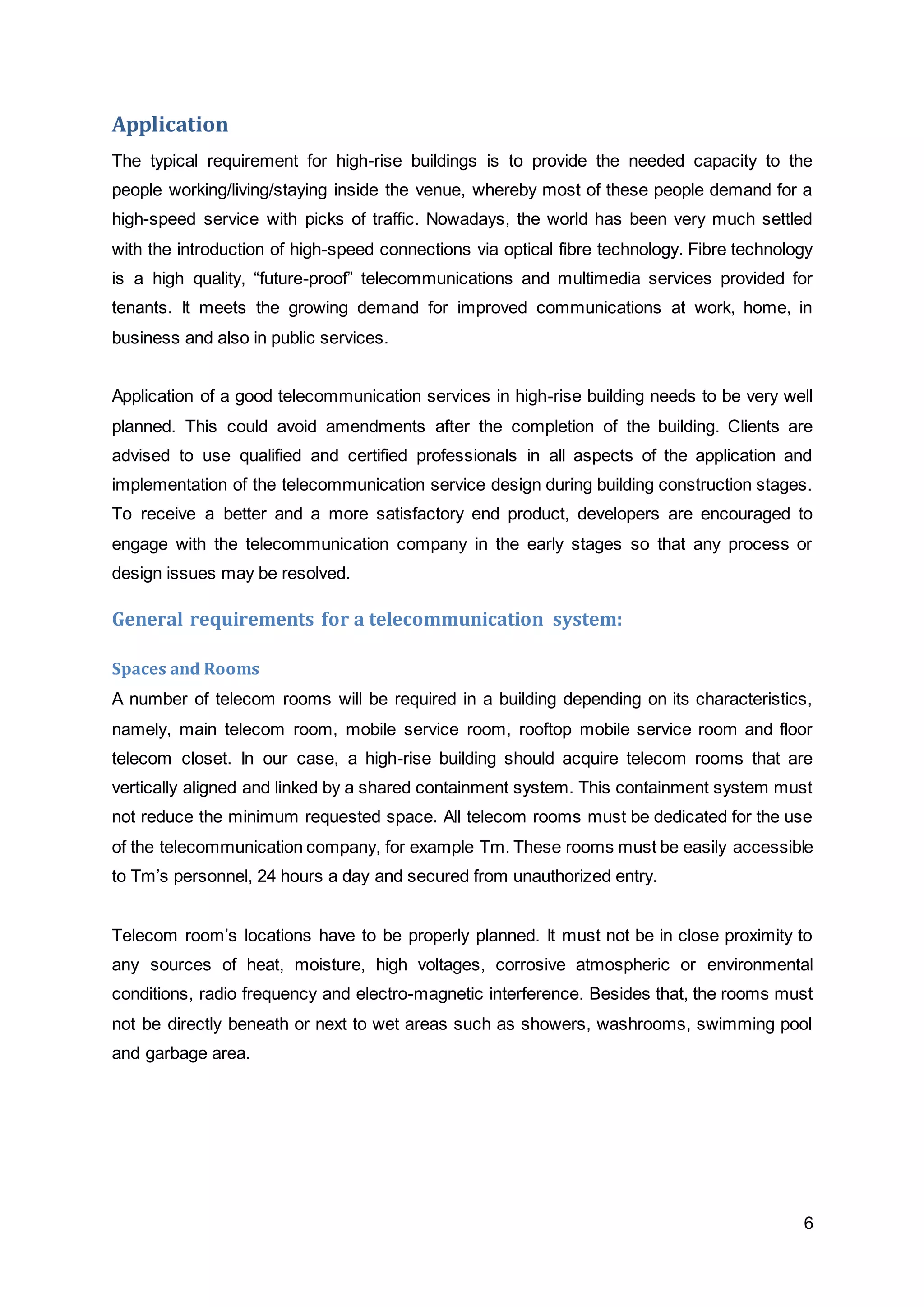 Telecommunication for high rise building | DOCX