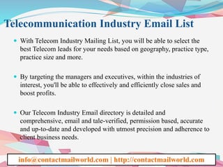 Telecommunication industry email list | PPT