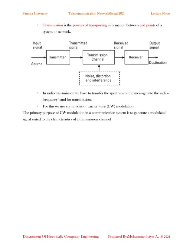 Telecommunication Network Lecture Notespdf