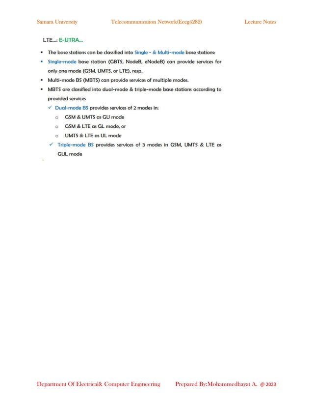 Telecommunication Network Lecture Notespdf